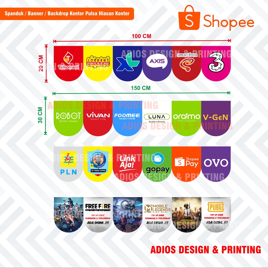 Jual Spanduk Hiasan Konter Pulsa atau Kios pulsa untuk di gantung Indonesia|Shopee Indonesia