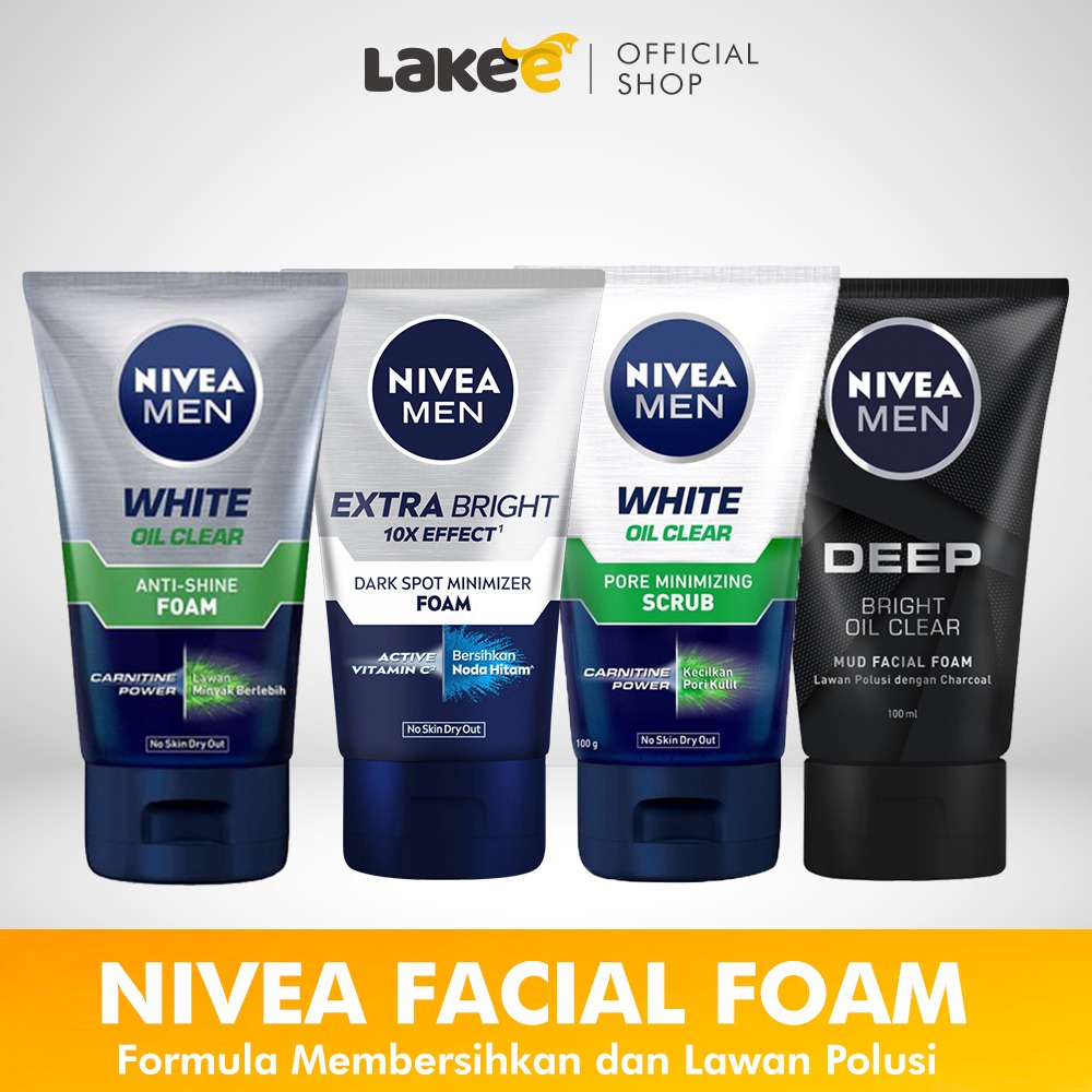 Jual Nivea Men Extra white dark spot facial foam / White oil clear anti ...