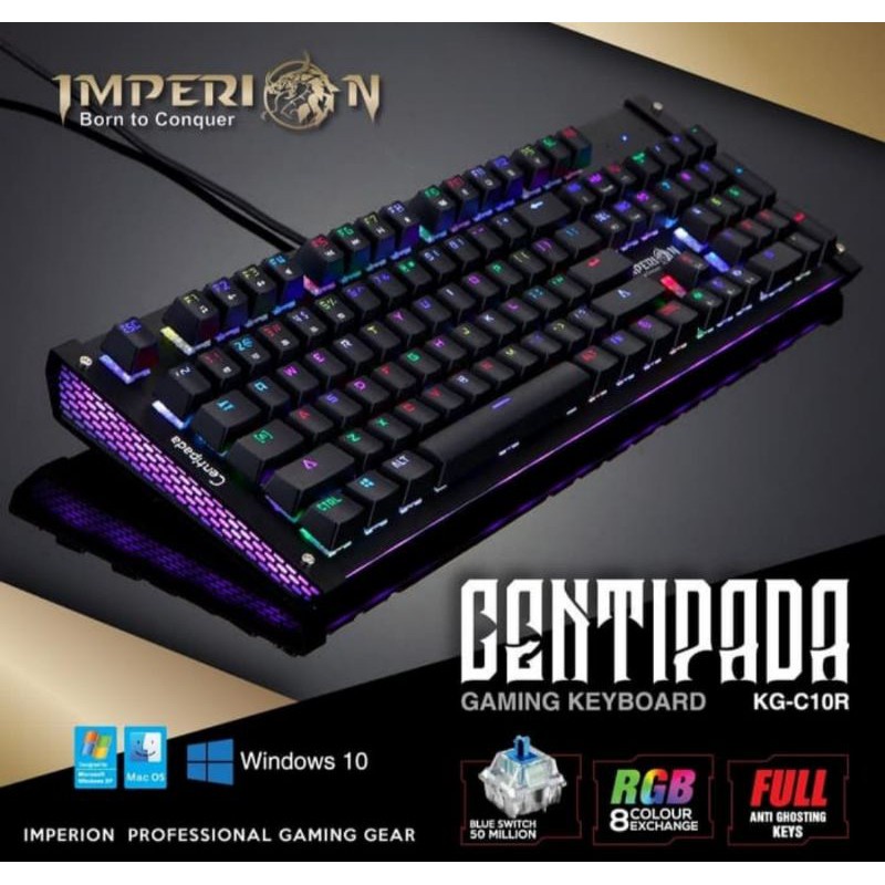 Jual Keyboard Gaming Imperion Centipada KG-C10R Mechanical RGB | Shopee ...