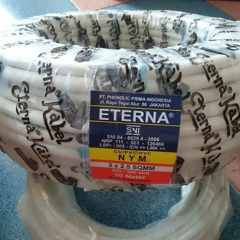 Jual Kabel Eterna NYM 3X2,5 Kabel listrik eterna 3x2,5 per roll 50 meter Indonesia|Shopee Indonesia