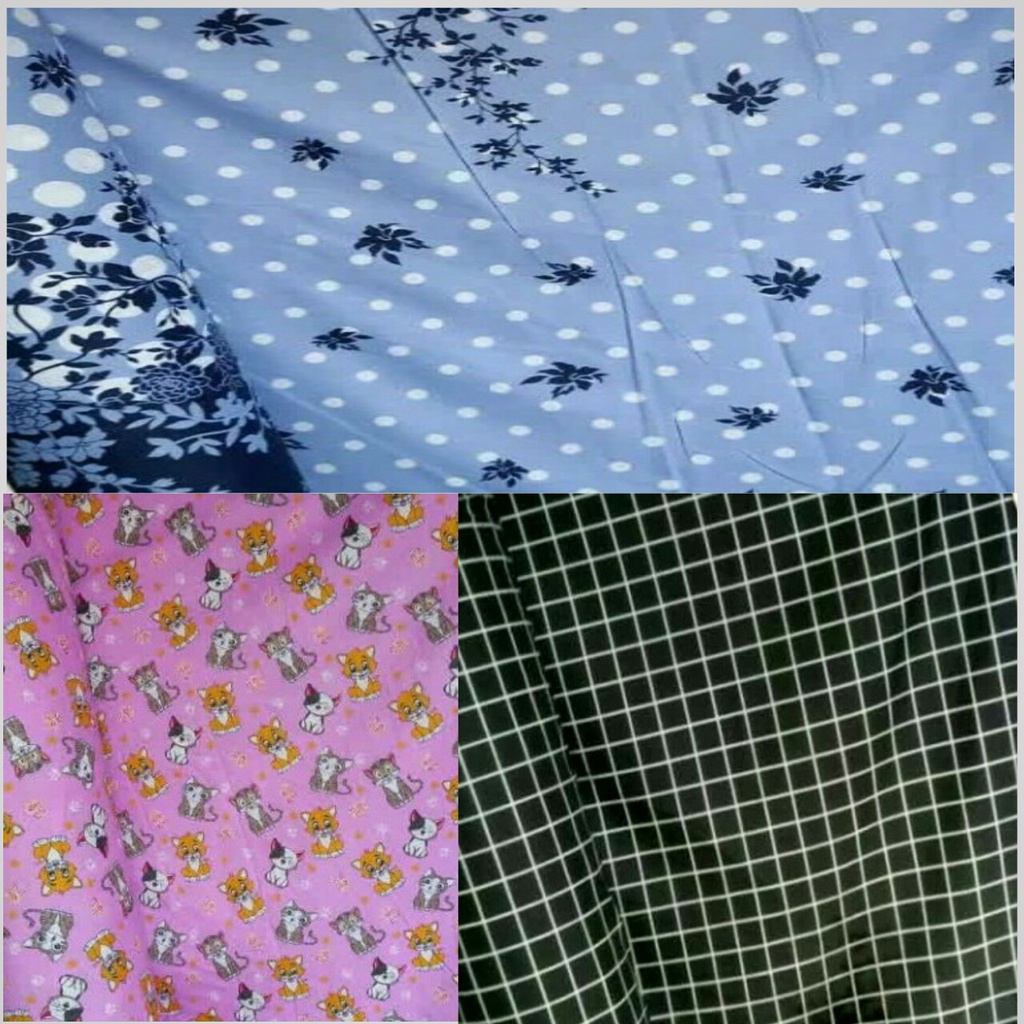 Jual Bahan Kain Meteran Katun Motif Kotak Kotak Harga Per 1 M Panjang ...