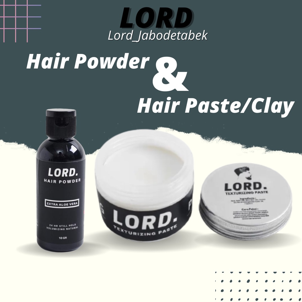 Jual Lord hair Powder dan Clay stayling Pomade Perawatan Rambut Pria ...