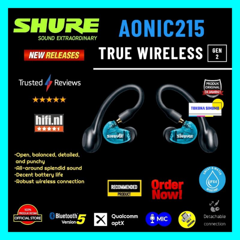 Jual SHURE AONIC 215 TWS GEN 2 True Wireless Sound Isolating Earphones ...