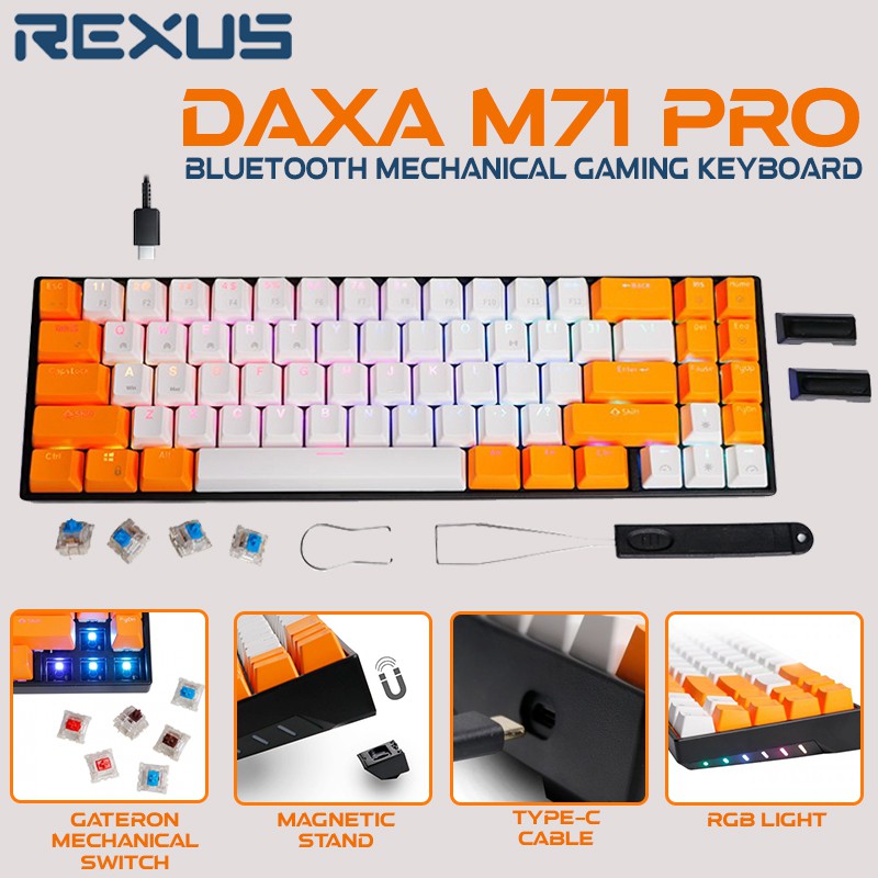 Jual Rexus DAXA M71 PRO RGB Bluetooth Mechanical Gaming Keyboard ...