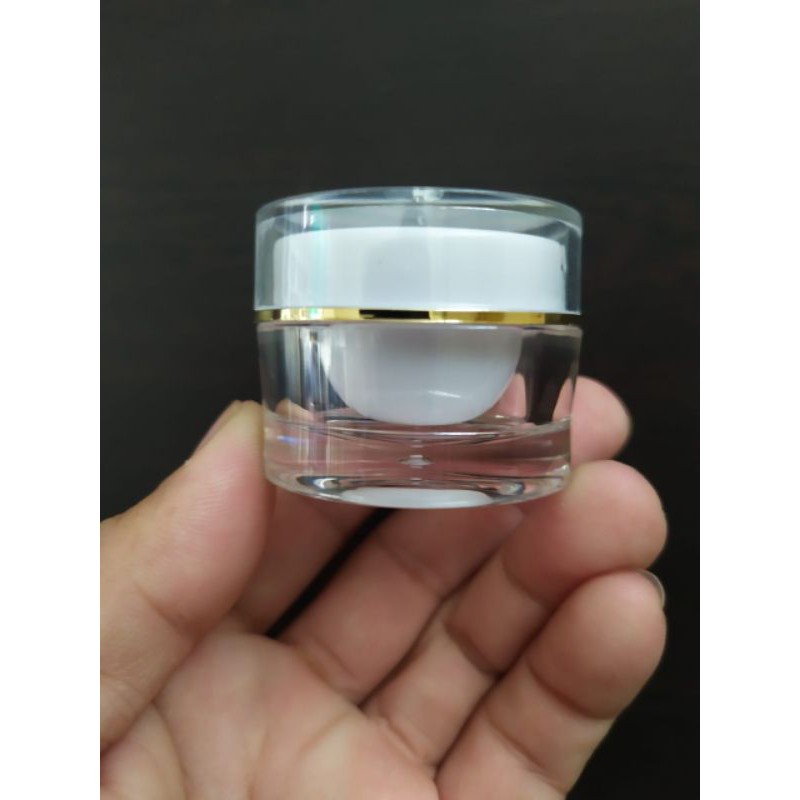 Jual Minimal 10 Pot Cream Acrylic 10gr Natural putih line gold Wadah ...