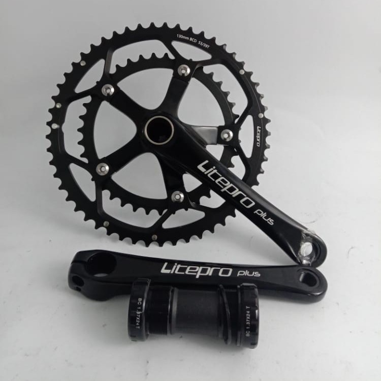 Jual CRANKSET SEPEDA LITEPRO DOUBLE HOLLOWTECH 53/39T 130MM BCD BLACK ...