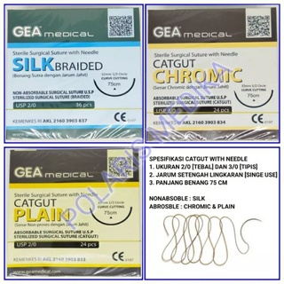Jual Catgut Benang Jahit Hecting / Cat Gut Suture [Silk / Chromic ...