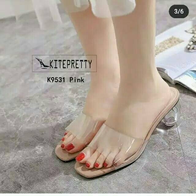 Jual Sendal Sandal Hak Heels Cinderella Mika Kaca Cewek Wanita Cantik ...