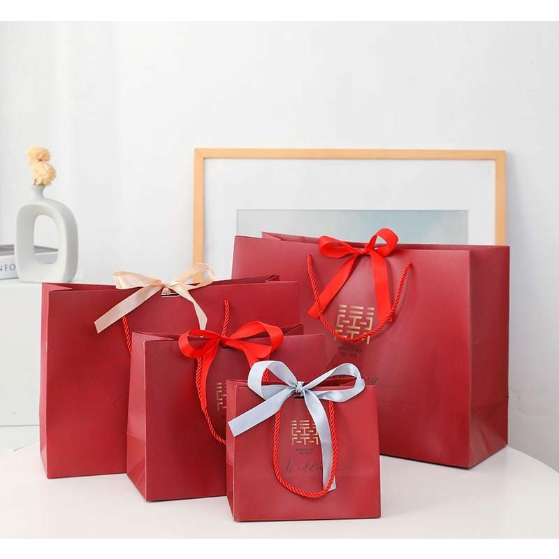 Jual paperbag Merah motif WEDDING cocok buat kantong hadiah wedding ...