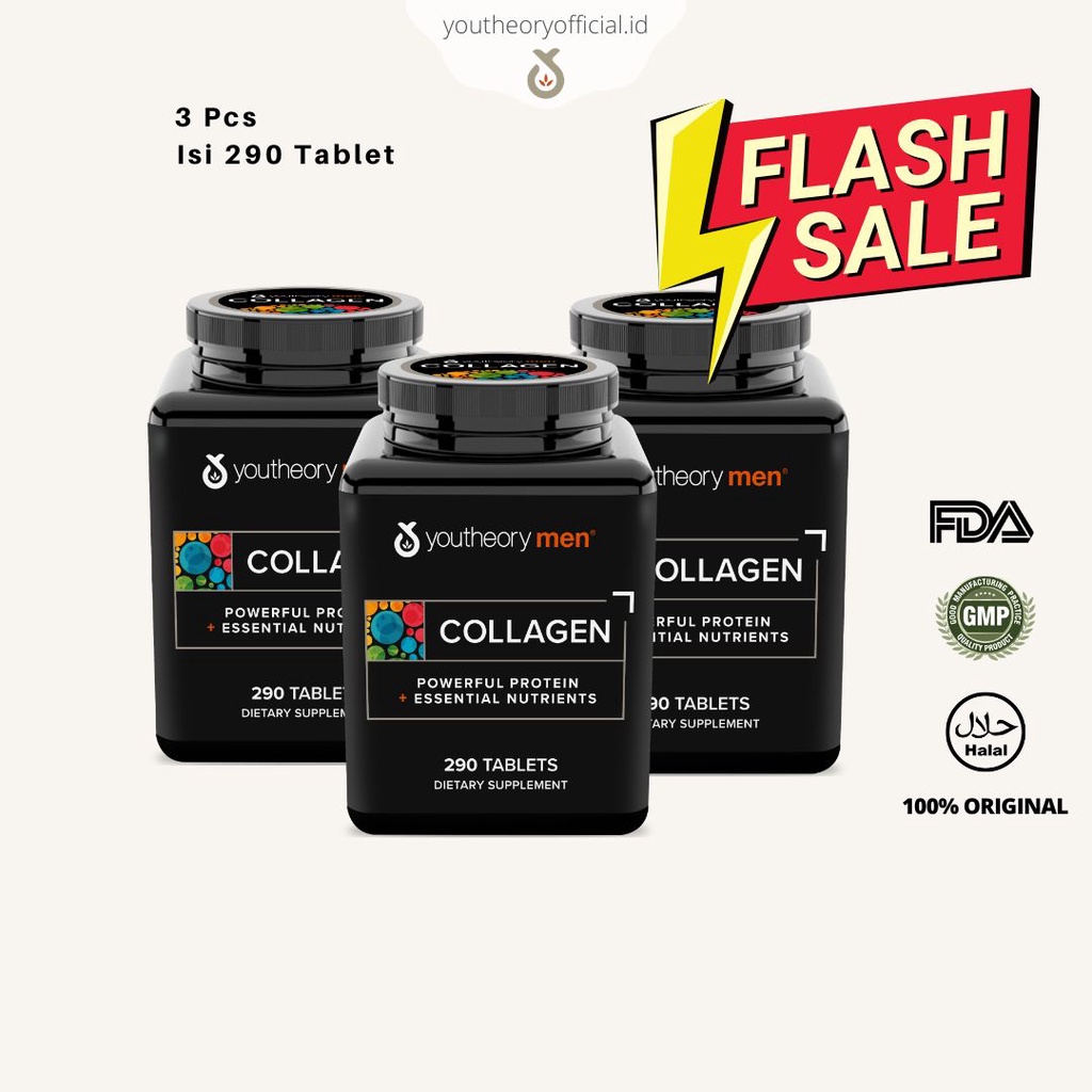 Jual Youtheory Men Collagen 290 Tablet 3 Botol | Shopee Indonesia