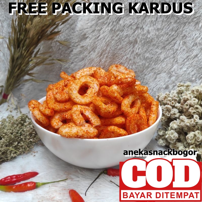 Jual KERUPUK RING IKAN PEDAS 125 gram snack kiloan makanan ringan ...