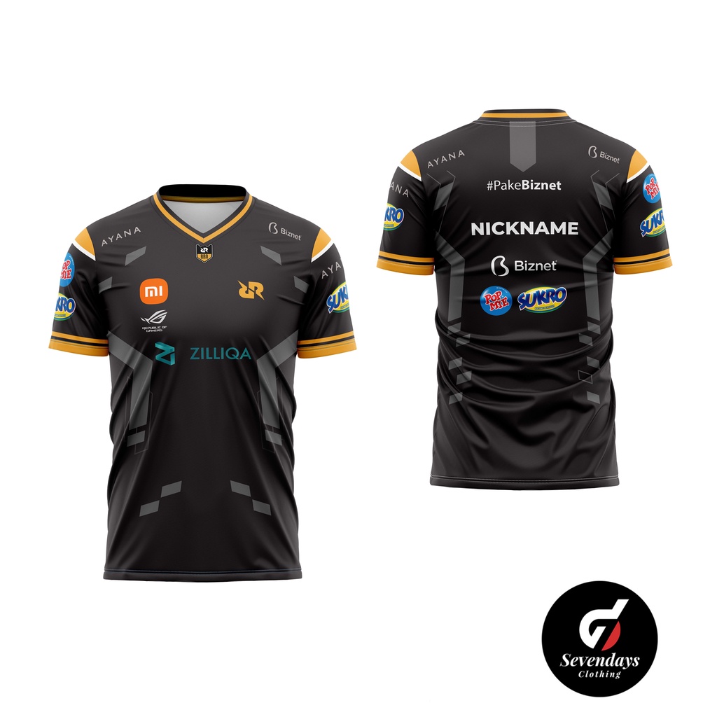 Jual Jersey ESPORT RRQ 2022 HITAM DAN PUTIH GAMING FREE CUSTOM NICKNAME ...