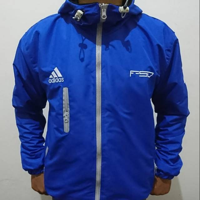Jaket Parasut Tracker Adidas F50 Blue Biru Taslan Hoodie Jumper Bomber ...