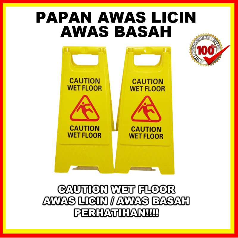 Jual WARNING WET FLOOR SIGN / PAPAN AWAS LICIN PERINGATAN AWAS BASAH ...
