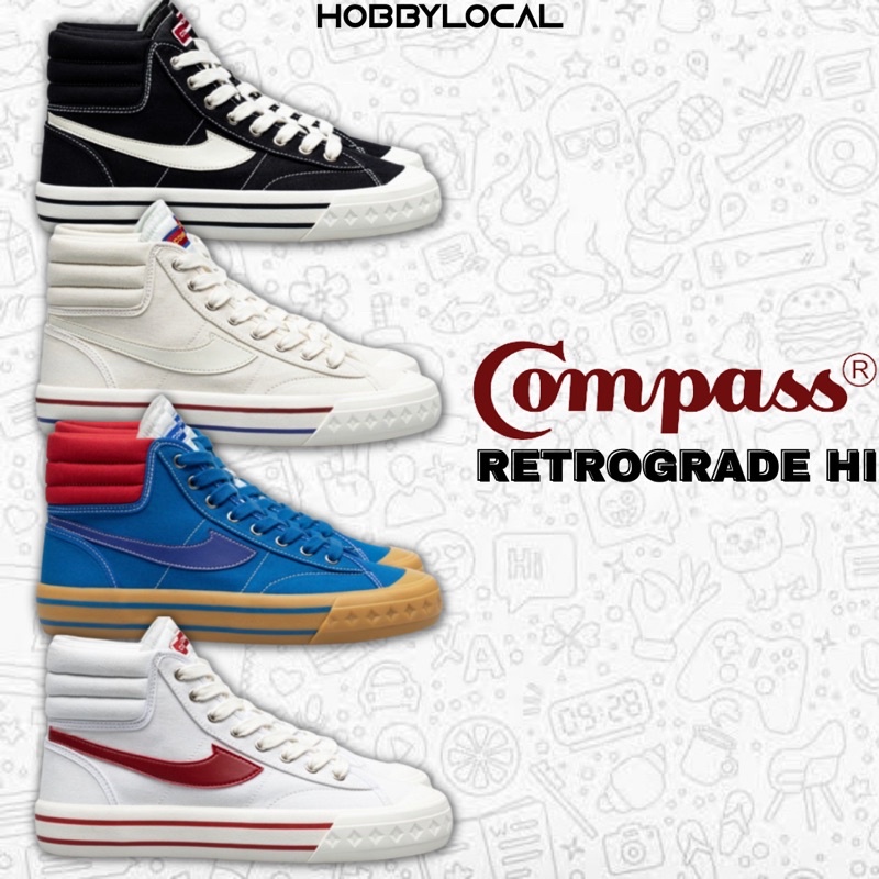 Jual Compass Retrograde Hi Black White | Cream | Blue Gum | White Red ...
