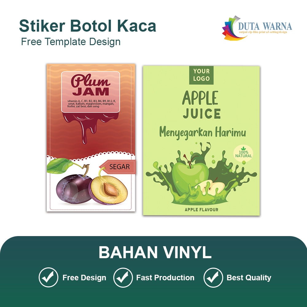 Jual STICKER KEMASAN BOTOL KACA / STICKER MINUMAN BOTOL KACA / STICKER ...