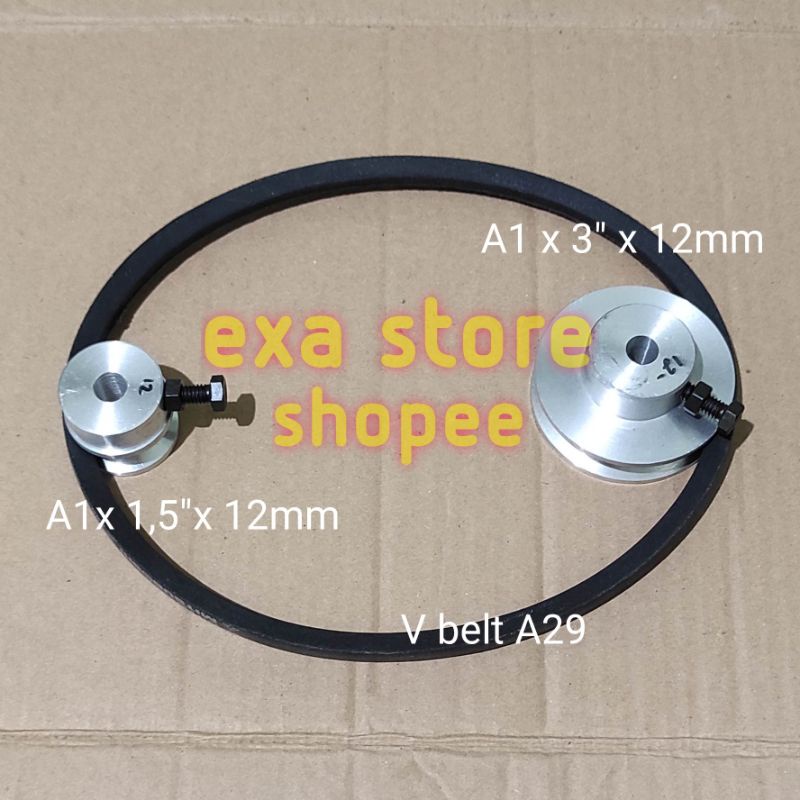 Jual Paket pulley 3 inch dan 1.5 inch as 12 mm plus fanbelt A29 (jalur pully A1) | Shopee Indonesia