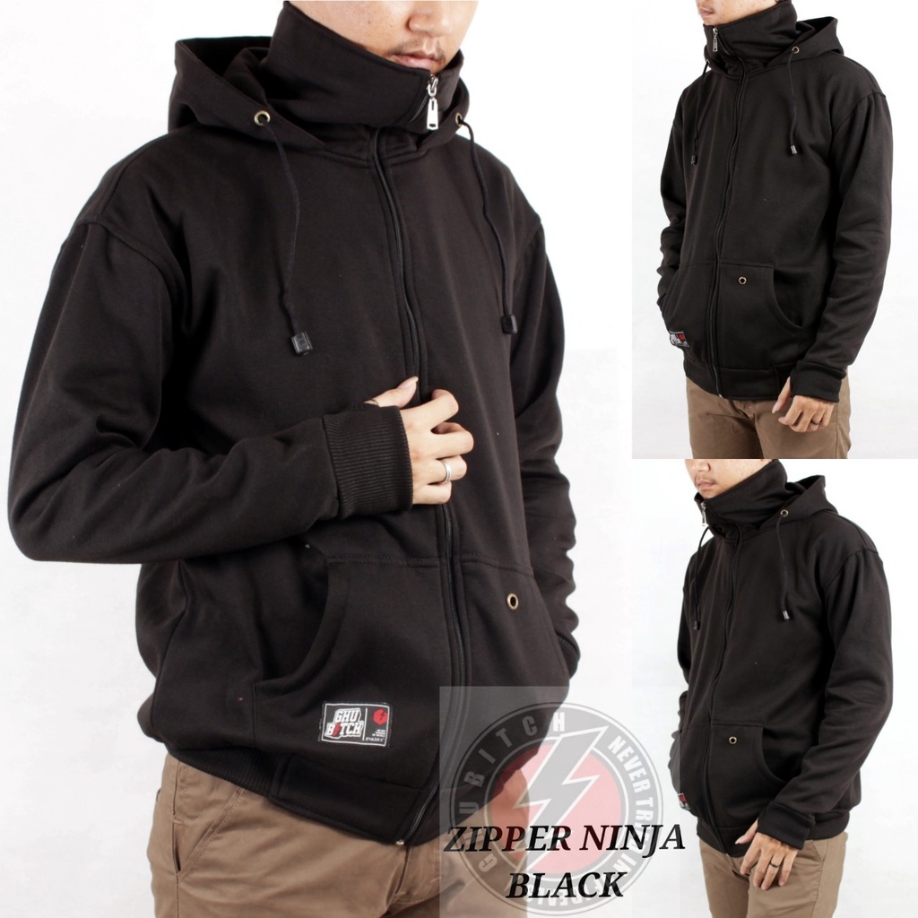 Jual Sweater Zipper [ Sleting ] Sweater Hoodie+Sarung Tangan Hitam Best ...