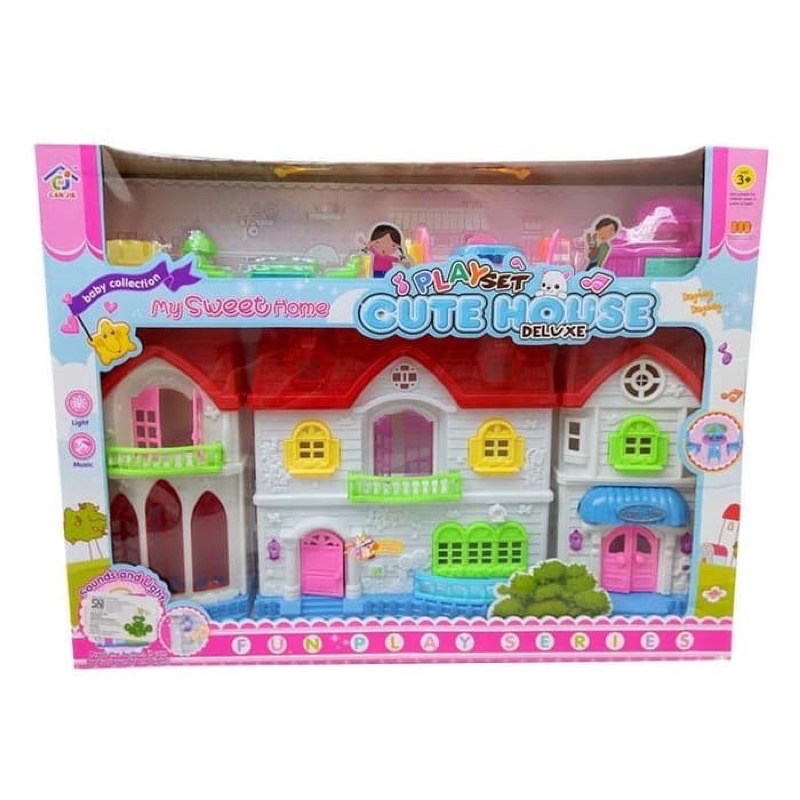 Jual mainan rumah rumahan my sweet home cute playset house deluxe villa ...