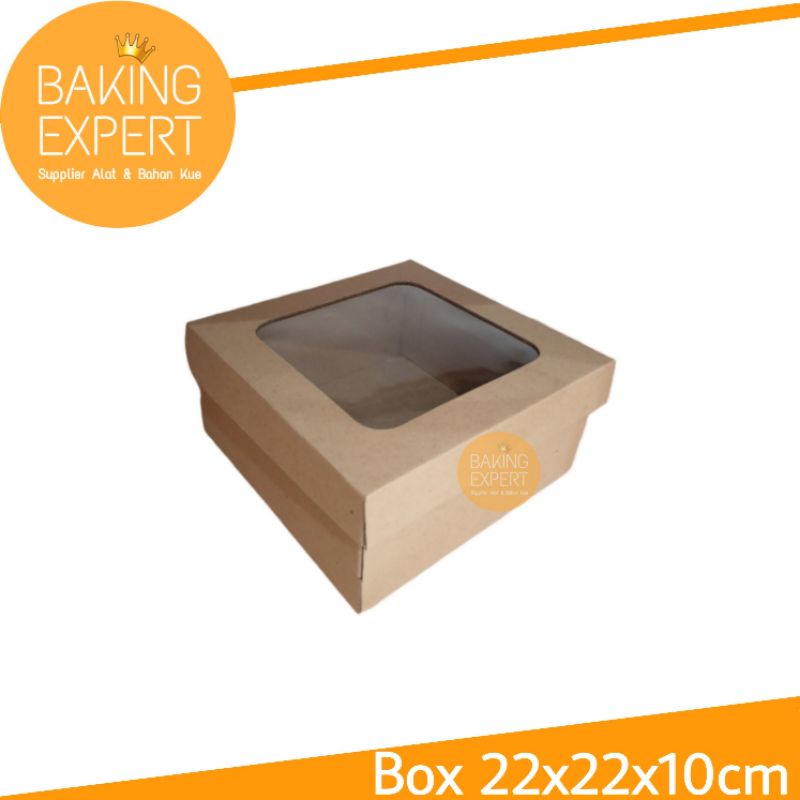 Jual Cake Box 22x22x10cm kotak kue jendela corrugated tebak ukuran 22 ...