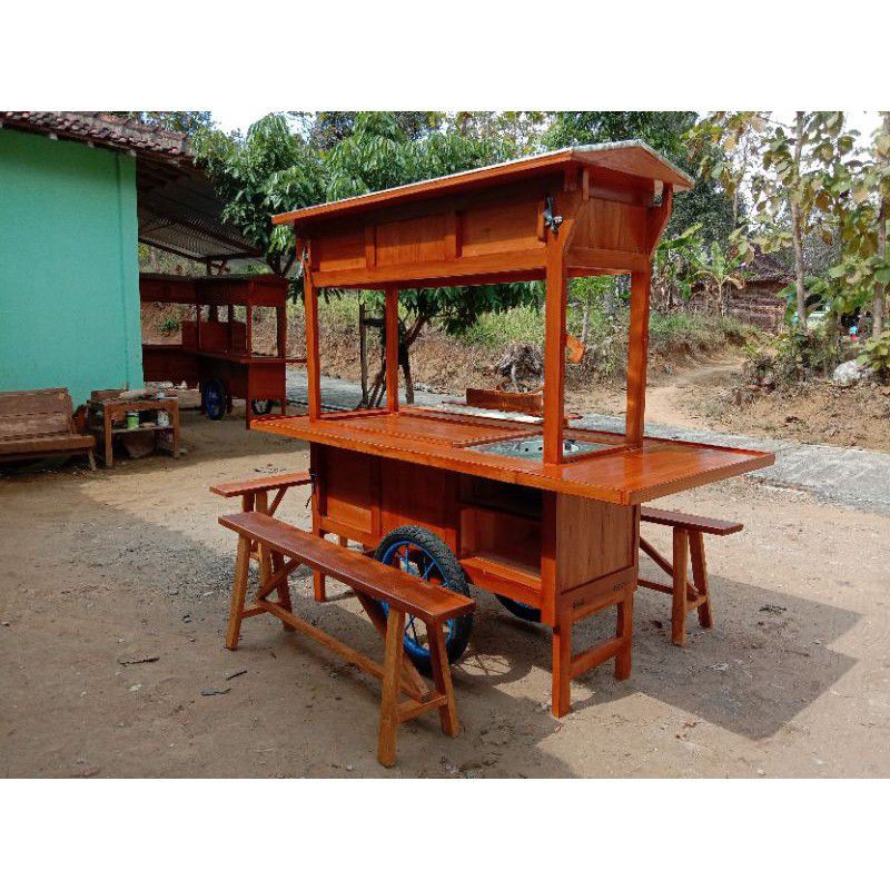 Jual Gerobak Angkringan (Plitur, Roda, Kursi) | Shopee Indonesia