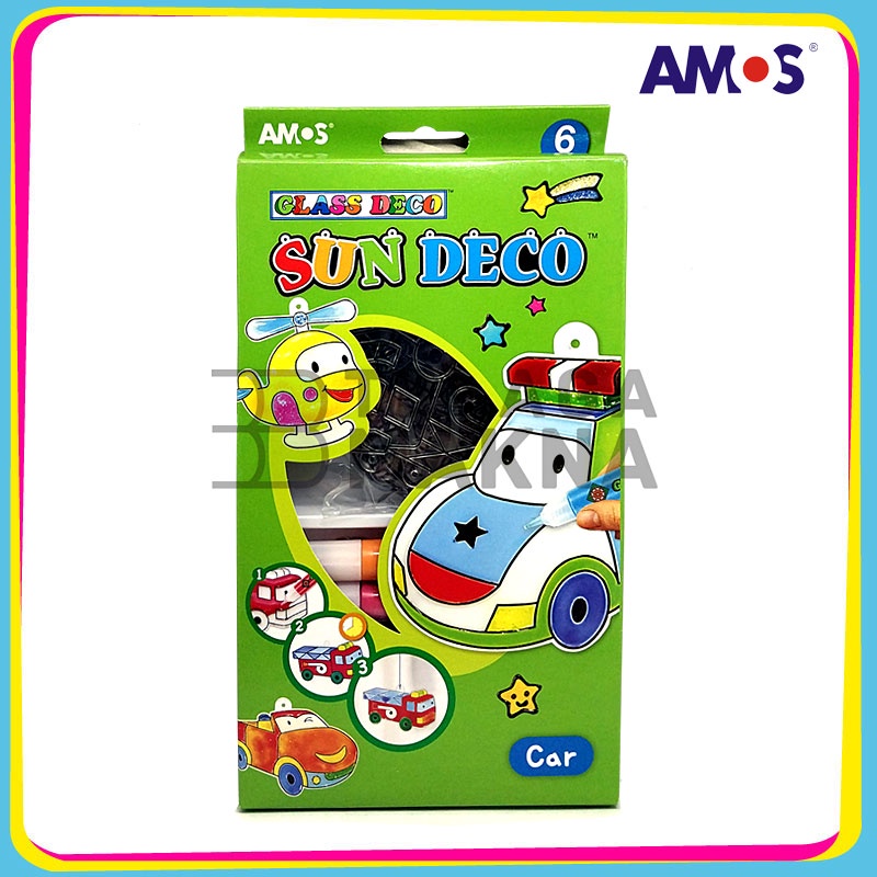 Jual Mainan Anak Cat Warna AMOS Sun Deco Kemasan Car (6 Suncatcher ...