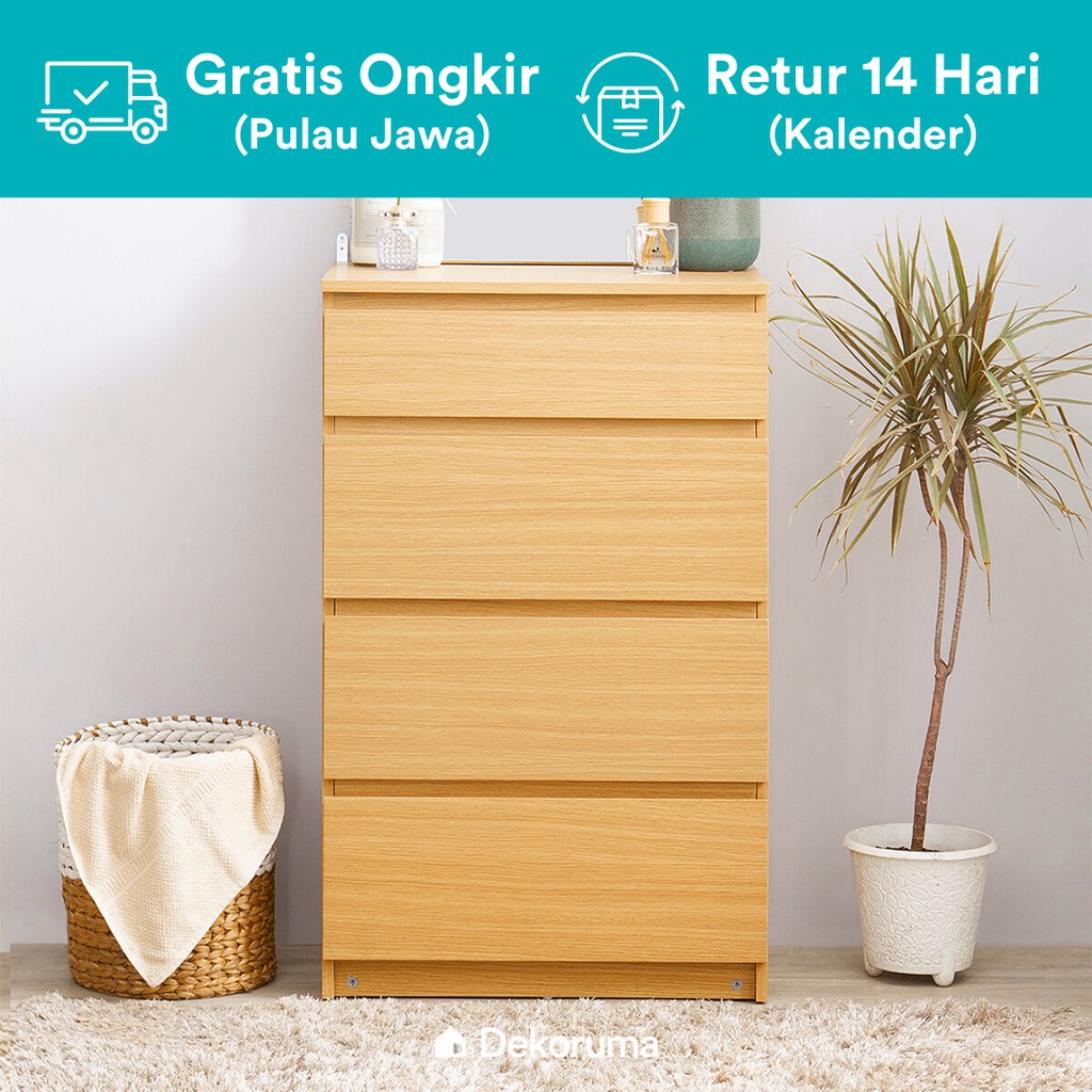 Dekoruma Moku Lemari Laci Kayu Olahan 4 Susun Serbaguna Minimalis ...