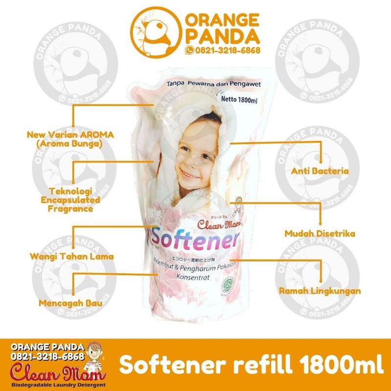 Jual Clean Mom Softener 1800ml Kemasan Refill (NEW VARIANT AROMA!!!) | Shopee Indonesia