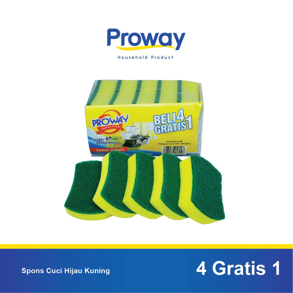 Jual PROWAY Spons Cuci Hijau Kuning (4+1) | Shopee Indonesia