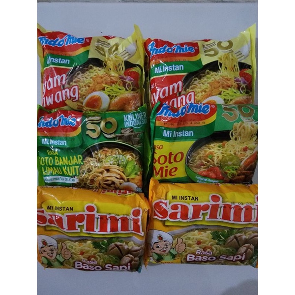 Jual Aneka mie kuah indomie rasa ayam bawang, soto mie, soto banjar ...