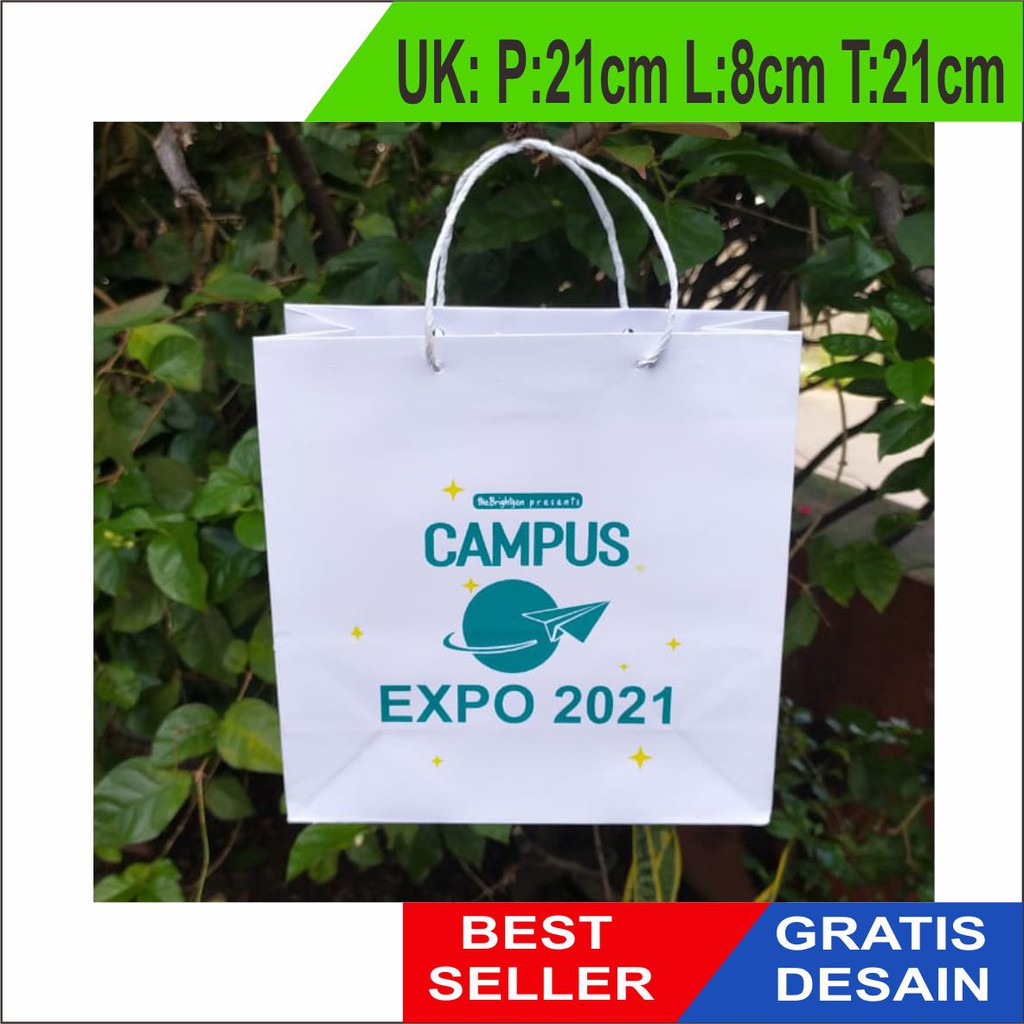 Jual Custom Paperbag Kraft Putih Dengan Sablon Free Desain cocok untuk ...