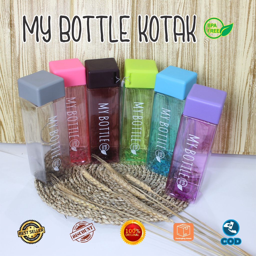 Jual Botol Air Minum My Bottle 500 ml Kotak Bening Transparan Full ...