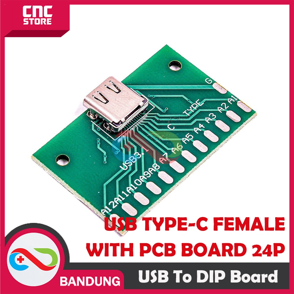 Jual USB TYPE-C FEMALE BOARD USB 3.1 WITH PCB BOARD 24P FEMALE ADAPTER ...