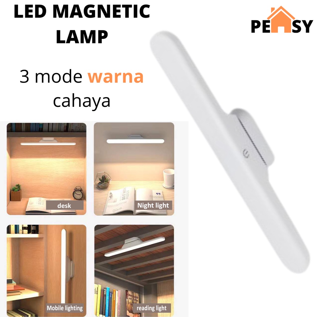 Jual LED magnetic Lamp Lampu Belajar Lampu Lemari LED Magnet 3 Warna ...