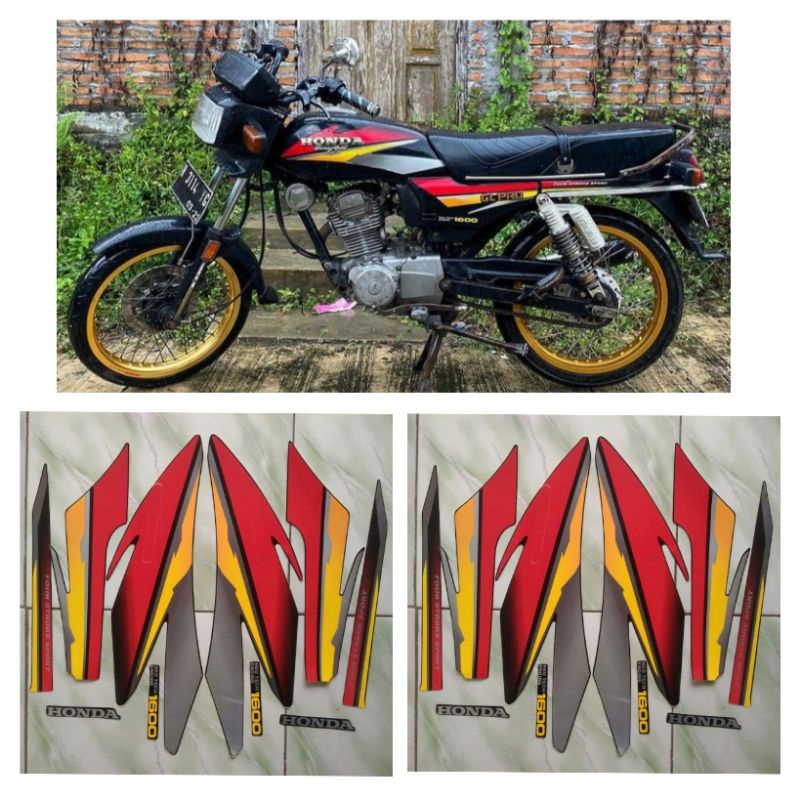 Jual stiker striping lis body motor honda gl pro 97 hitam merah ...