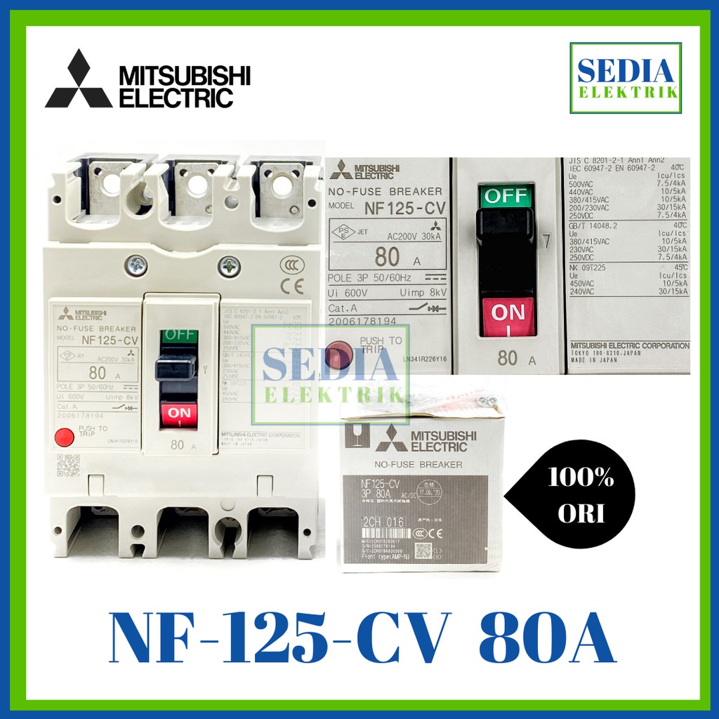 Jual NF-125-CV NF-125 NF 125 CV MCCB NFB Mitsubishi 80A | Shopee Indonesia