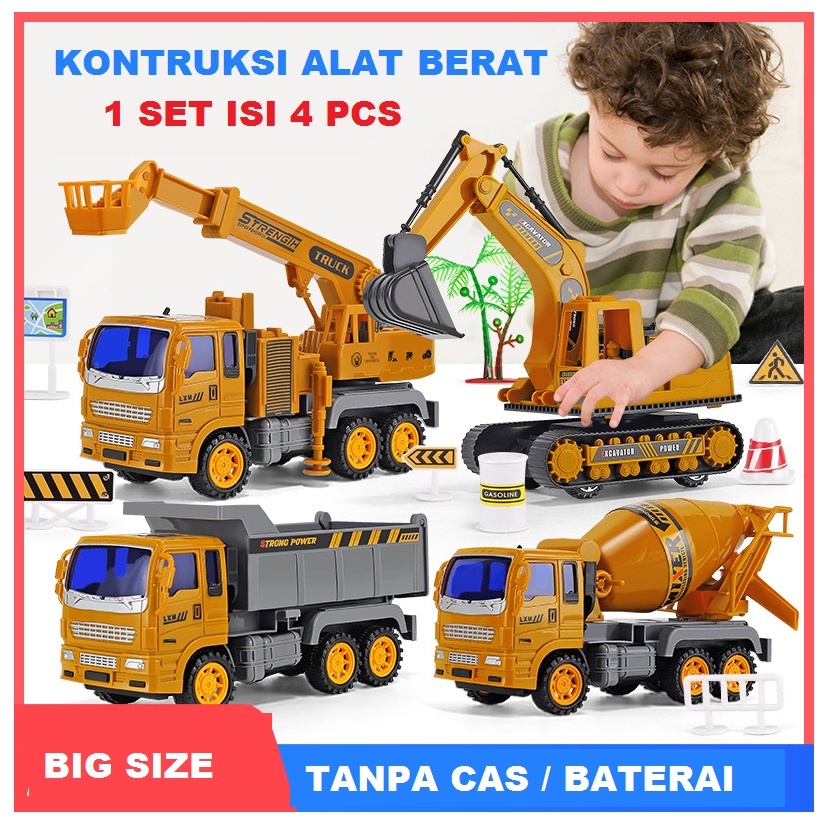 Jual MAINAN ANAK 1 SET ISI 4 UNIT - ALAT BERAT BANGUNAN KONTRUKSI ...