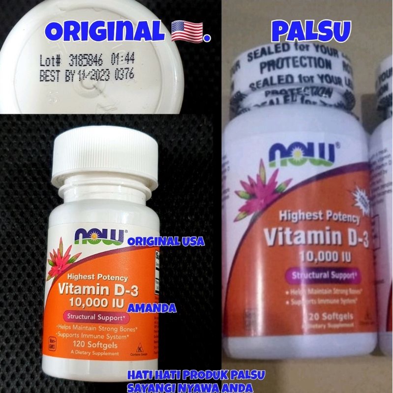 Jual Now foods Vitamin d3 10000 IU 120 softgels D 3 10.000 10000 IU original usa | Shopee Indonesia