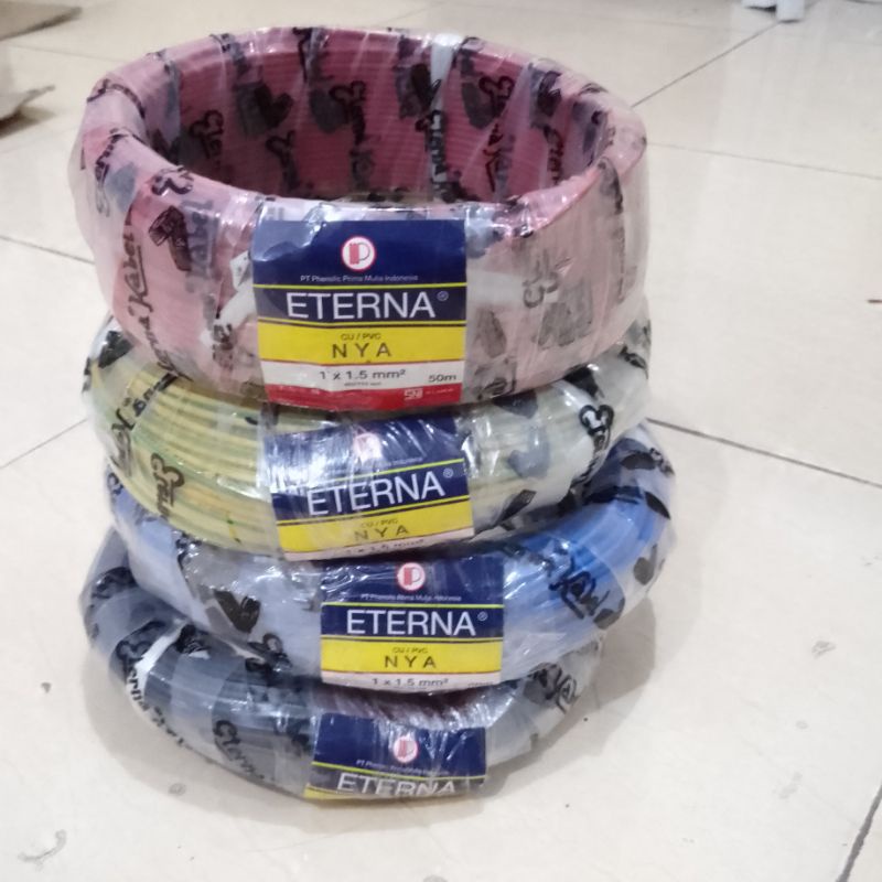 Jual Kabel Eterna NYA 1.5 / 1,5 / 1x1.5 mm2 Kawat Engkel SNI LMK - 50 Meter 50m | Shopee Indonesia