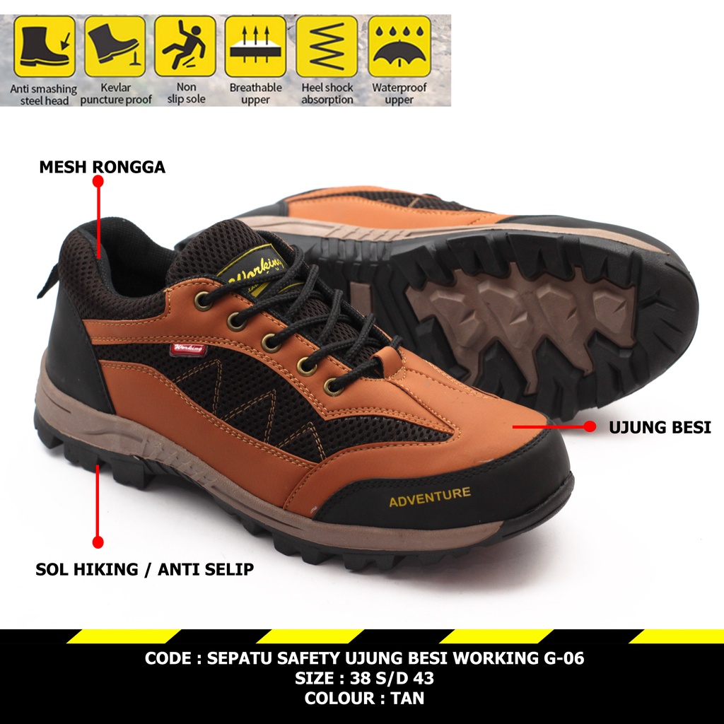 Jual Sepatu Safety Ujung Besi Working G-06 // Sepatu Kerja Lapangan ...