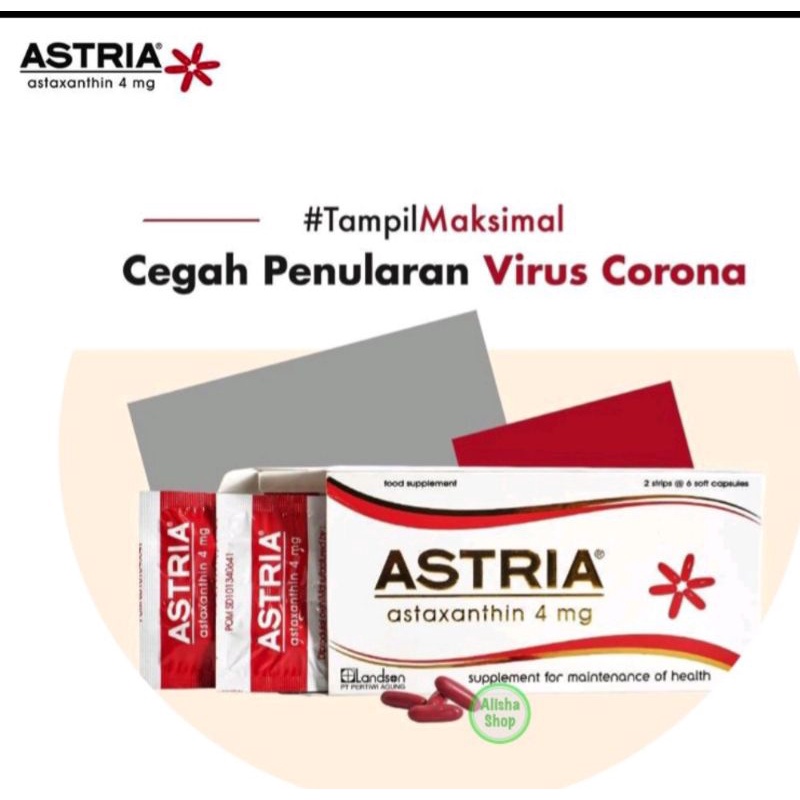 Jual astria astaxanthin 4mg isi 2x6 (12 sofgel) Indonesia|Shopee Indonesia