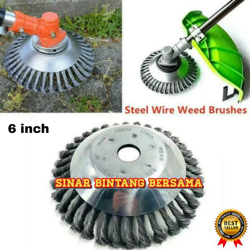 Jual Mata Pisau Potong Rumput Model Sikat Kawat Baja Ukuran 6 inch ...