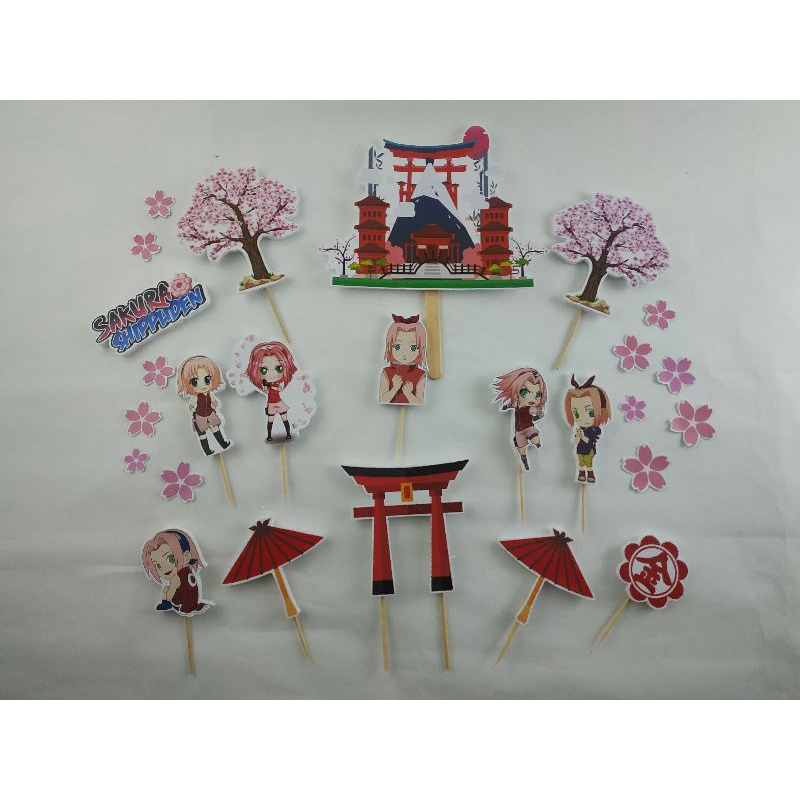 Jual cake toper sakura haruno naruto/ tusuk cupcake sakura haruno ...