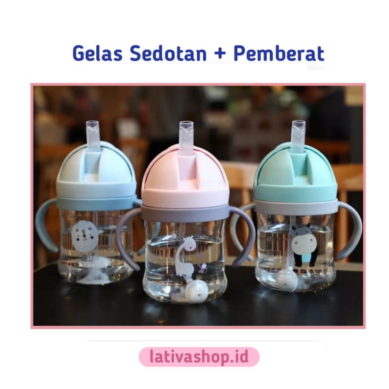 Jual NEW !! Straw Cup Botol/Gelas Minum + Sedotan Pemberat Impor 260 ml | Shopee Indonesia