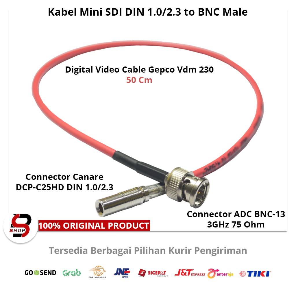 Jual Kabel Mini SDI DIN 1.0-2.3 Canare to BNC ADC Male 50cm | Shopee ...