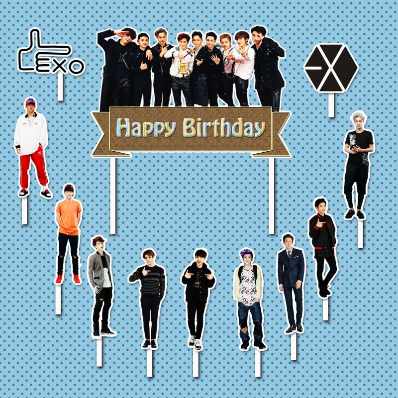 Jual Cake topper exo K-pop happy birthday | Shopee Indonesia