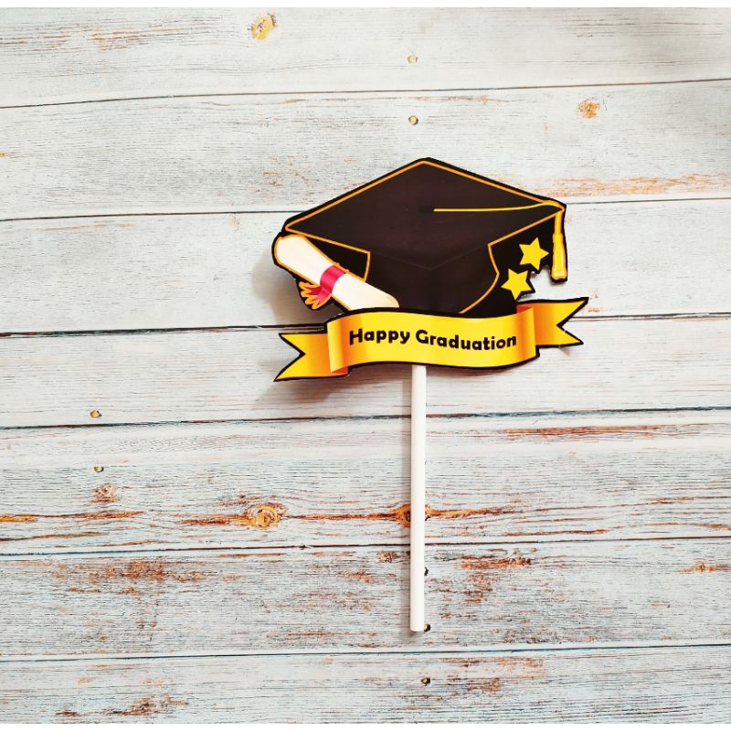 Jual topper toper hiasan kue cake nasi tumpeng happy graduation topi ...