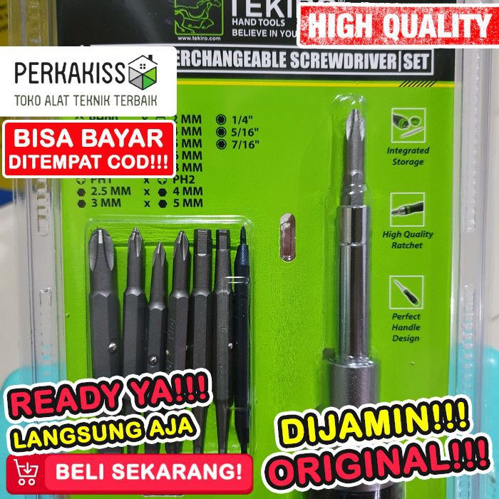 Jual Obeng Set Tekiro Interchangeable Screwdriver Set 19 In 1 Obeng Set ...