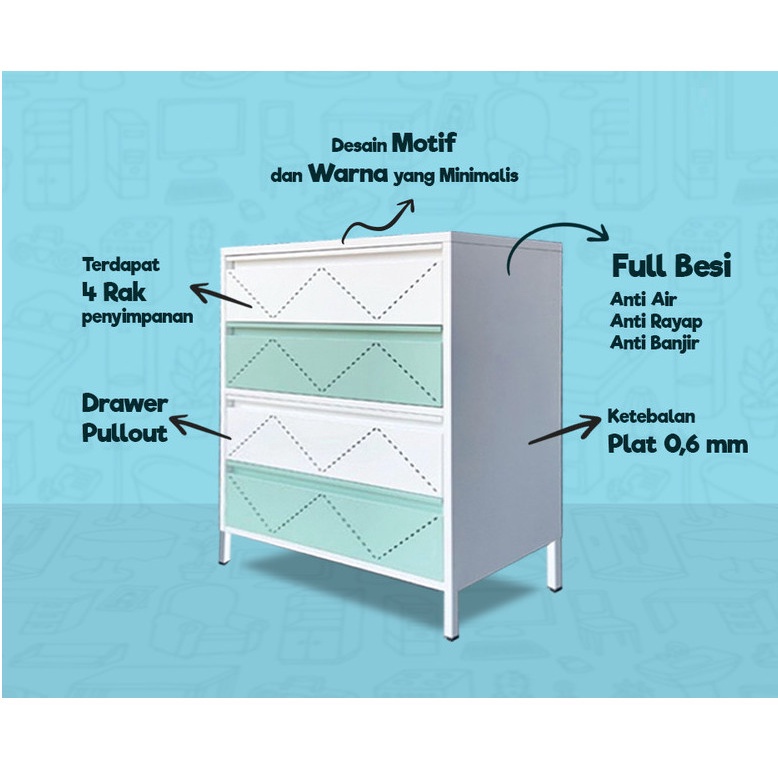 Jual Chest Drawer Besi 4 Laci Tosca Minimalis Chic | Shopee Indonesia