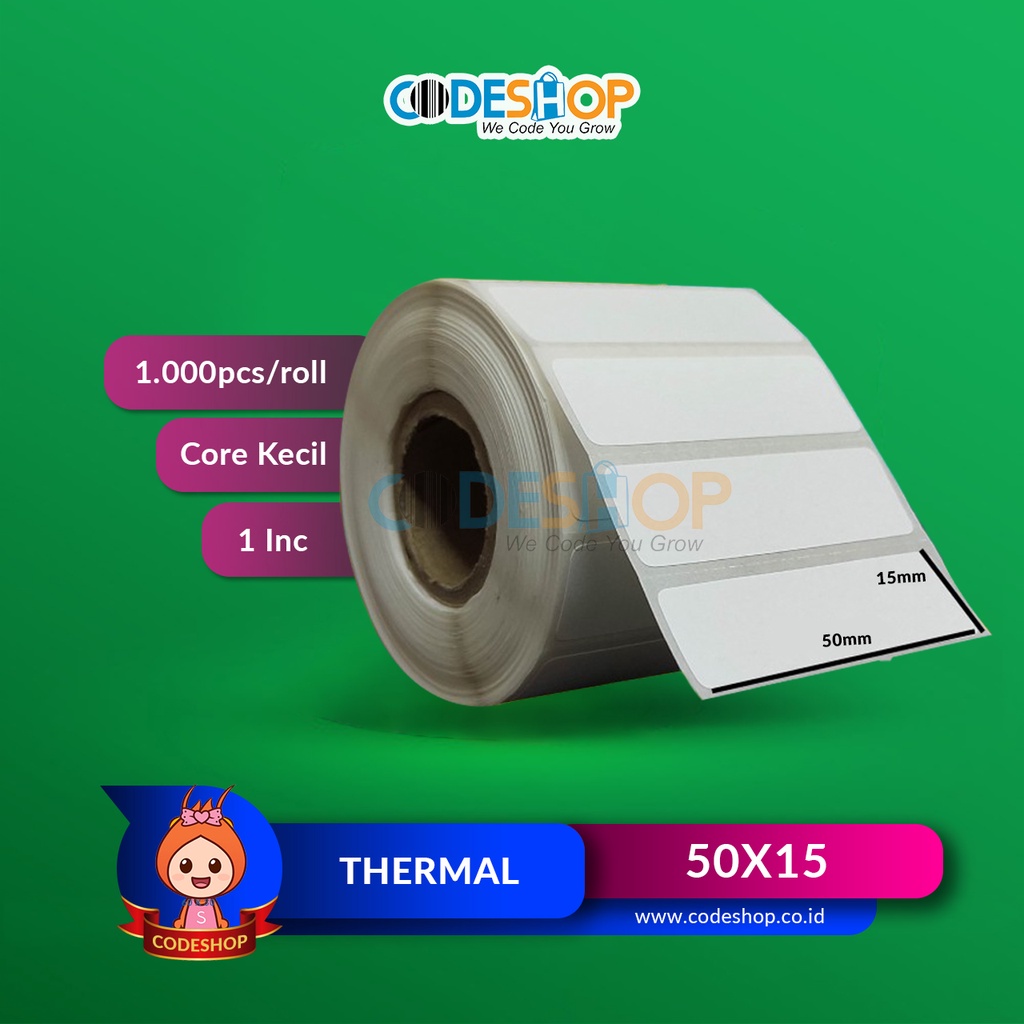 Jual Label Barcode 50x15 mm Sticker Thermal isi 1000 pcs | Shopee Indonesia